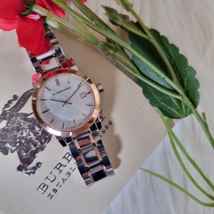 Burberry Heritage BU9105 Analog Two-Tone Silver Rose Gold Quartz Watch ...