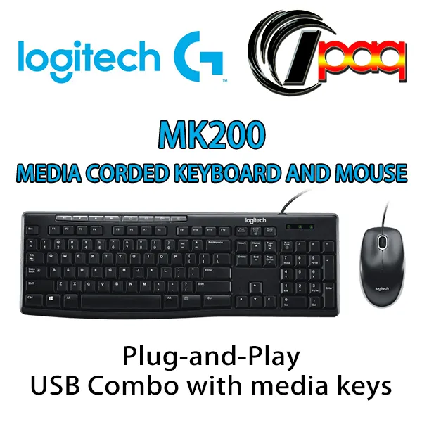 Logitech Mk200 Media Corded Keyboard And Mouse Combo Plug And Play Usb