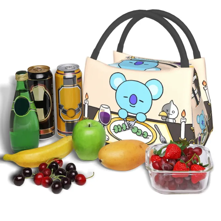 BTS BT21 KOYA Lunch Box Portable Insulation Bag Multifunctional Zipper ...