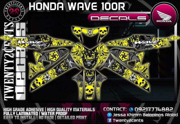 Honda Wave 100 / 100R Decals High-Quality Stickers tribals | Lazada PH