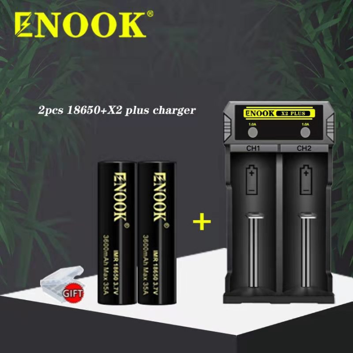 Enook X2 PLUS USB 2 Slot Quick Charging Charger With Enook 21700/18650 ...