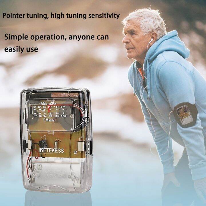 RETEKESS Tr624 Transparent Portable Radio Am Fm Pointer Tuning Support ...