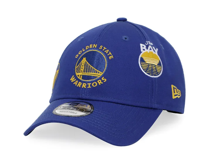 Golden State Warriors NBA League Multi Logos Royal 9FORTY Adjustable ...
