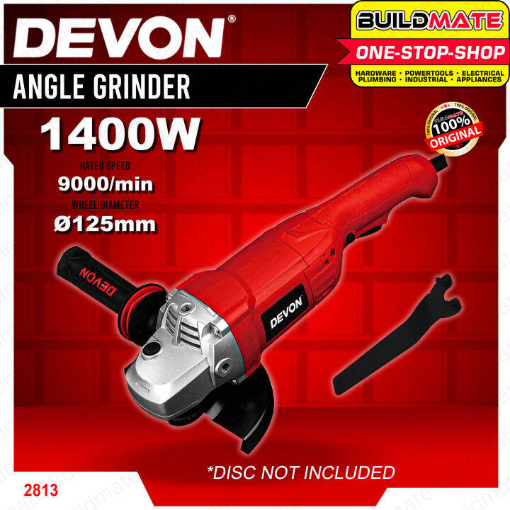 DEVON Industrial 1400W 125mm Angle Grinder Variable Speed Cutting ...