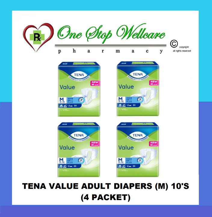 TENA VALUE ADULT DIAPERS (M) 10'S (4 PACKET) | Lazada