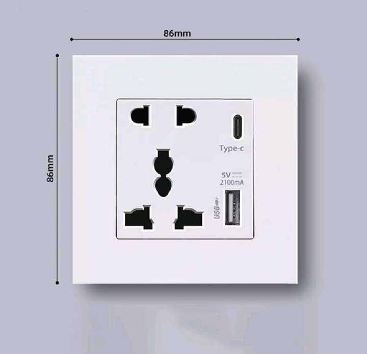 Type C Universal Power Socket 13A With USB UK Wall Type C Interface Socket | Lazada