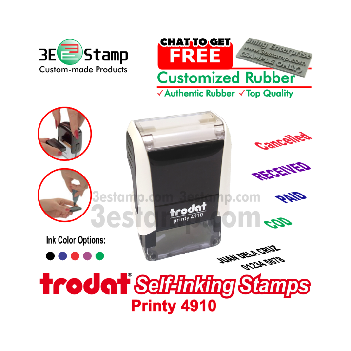 【3E Stamp】Trodat 4910 Printy Self inking Stamp for Personalized Name Stamp | Lazada PH