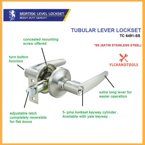 JTC TUBULAR LEVEL CYLINDRICAL LOCKSET ( JTC6491SS & JTC6491AC ) | Lazada