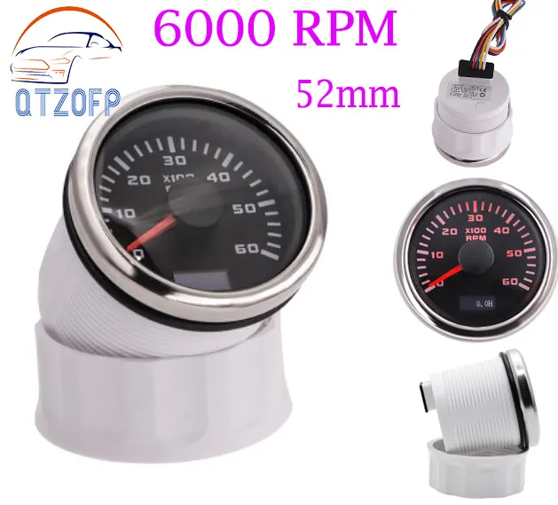 2'' 52mm Pointer Tachometer 6000 RPM Tachometer Gauge With Red ...