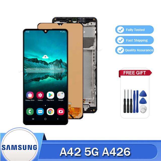 Original AMOLED For Samsung Galaxy A42 5G LCD Display Touch Screen with frame Assembly Digitizer ...