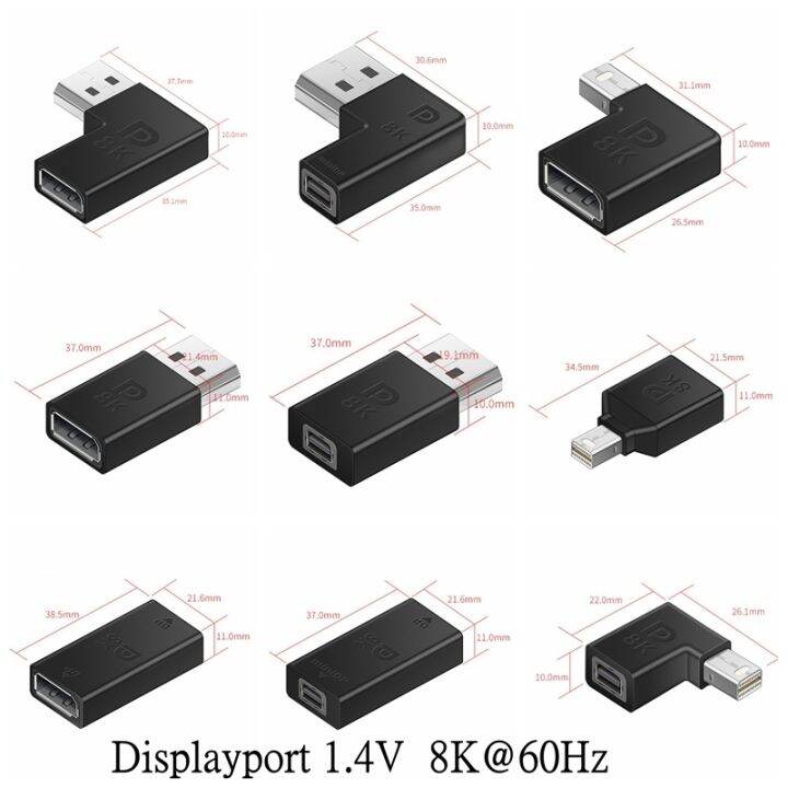 1PCS Displayport 1.4V To Mini DP adapter Right angled DP 8k/60Hz 4k ...
