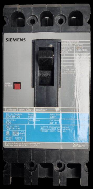 100A Circuit Breaker Industrial Type 3 Phase 3 Pole ( Siemens), 100A 3P ...