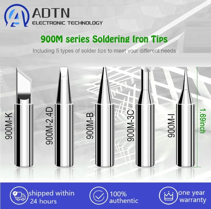 ADTN ( 5pcs/lot Pure Copper 900M-T ) Soldering Iron Tip Lead-free Solder Tips Welding Head BGA ...