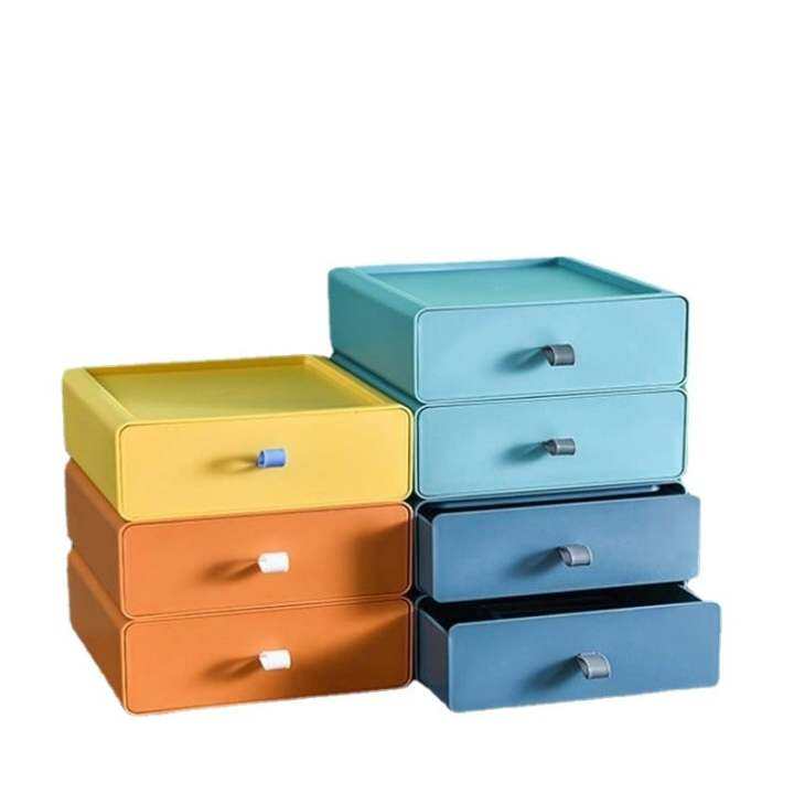 Multi Layer Stackable Plastic Storage Box Organizer Desk For Home