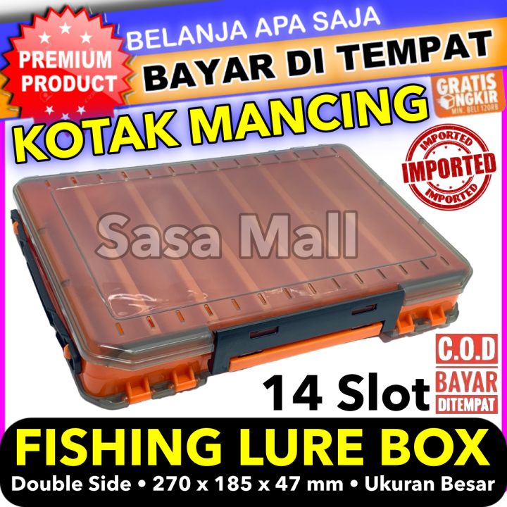 [COD] Fishing Lure Storage Box Kotak Perkakas Kail Pancing Dua Sisi 14 Slot Ukuran Besar ...