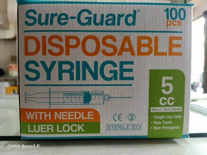 SUREGUARD DISPOSABLE SYRINGE 5CC 100 PC'S IN 1 BOX | Lazada PH