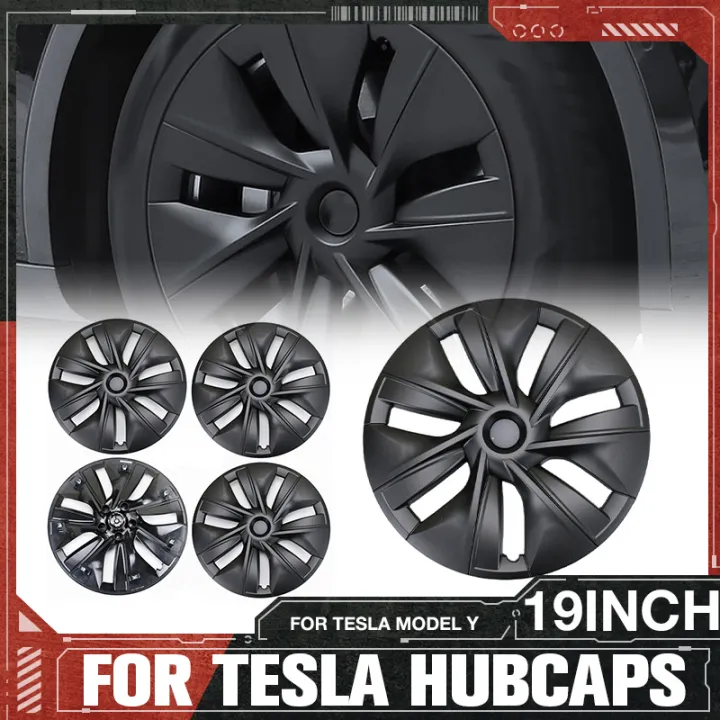 4PCS Tesla Hub Cap เปลี่ยนฝาครอบล้อ19นิ้วรถยนต์ Hubcap อุปกรณ์เสริม ...