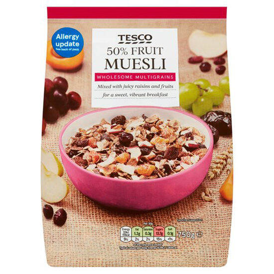 Tesco 50% Fruit Muesli Wholesome Multigrain 750g | Lazada PH