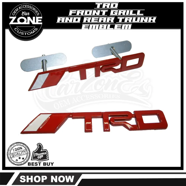 TRD Front Grill & Rear Trunk Metal Emblem for Toyota Cars (Red) | Lazada PH