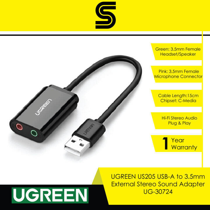 UGREEN US205 USB-A to 3.5mm External Stereo Sound Adapter - UG-30724 | Lazada