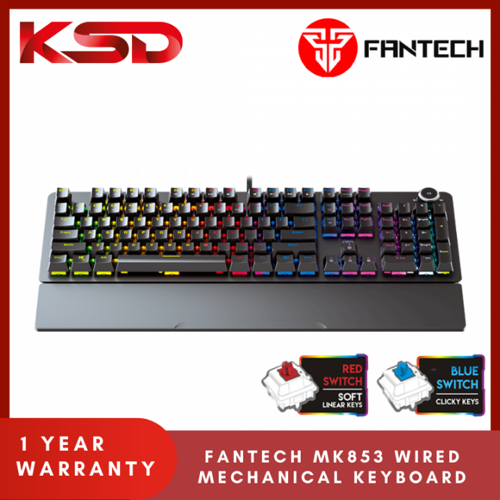 FANTECH MK853 Wired Mechanical Keyboard Black, White, Pink Colors - Red/Blue Switch (KB96/ KB97 ...