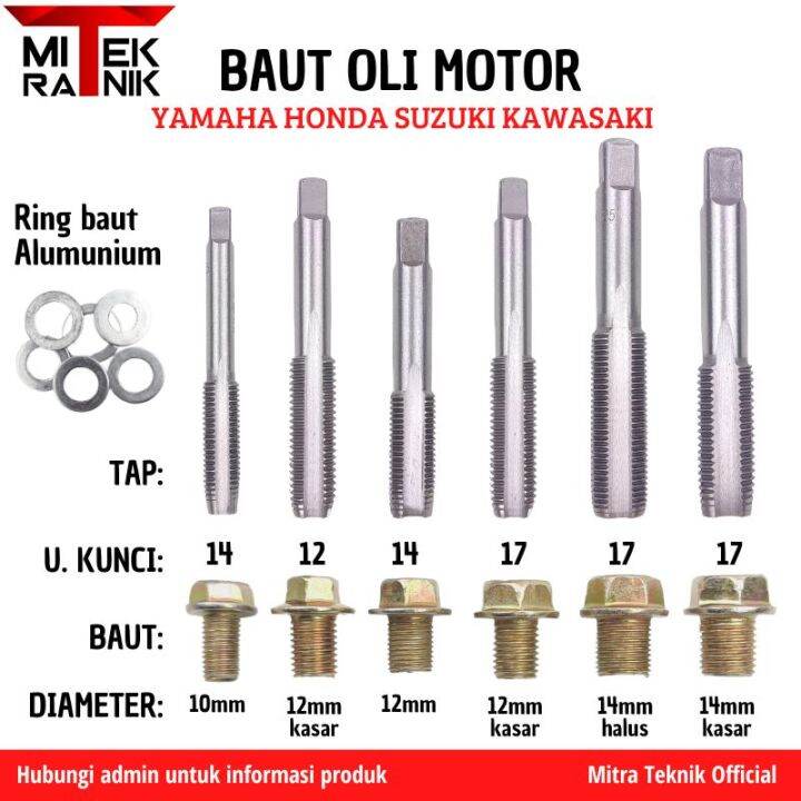 Tap Baut Oli Motor Honda Yamaha Kawasaki Suzuki Baut Oli Oversize M10 M12 M14 Free Ring Pembuat ...