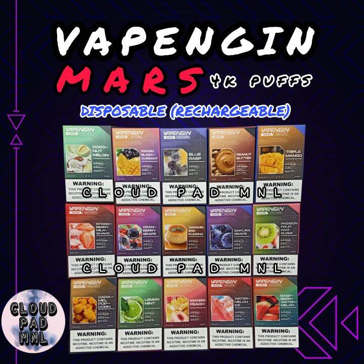 VAPENGIN MARS 4000 PUFFS 5% NIC RECHARGEABLE ORIGINAL | Lazada PH