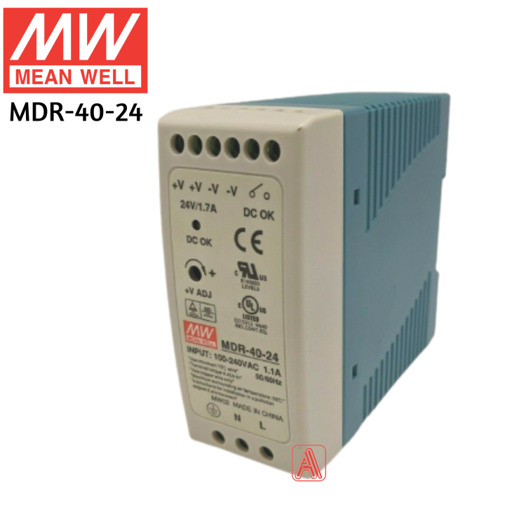 Mean Well MDR-40-24 is MDR 40 series 40W 24Vdc Single Output Industrial ...