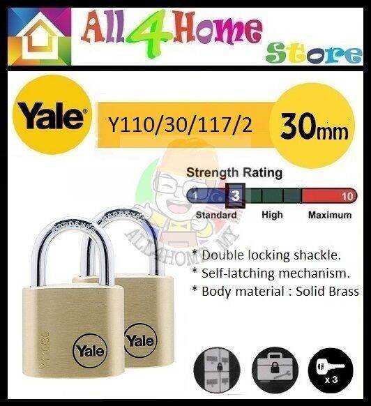 Yale 30mm x 2pcs Classic Series Outdoor Solid Brass Padlock Y110/30/117 ...