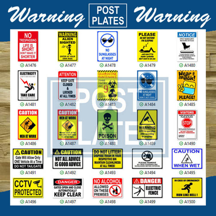 Signage (1476-1500 Warning) Aluminum Metal Plates | Lazada PH