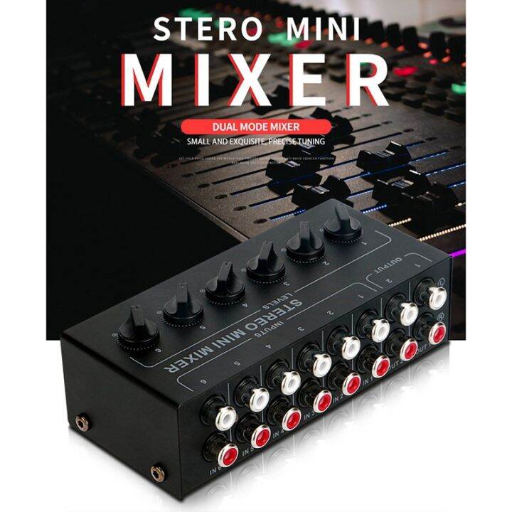 CX600 Mini Stereo 6 Channel Passive Mixer RCA Portable Audio Mixer 6 in ...