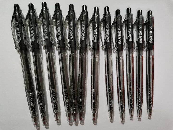 Flextok Ballpen Black / Blue / Red 0.7mm Retractable 12pcs/ box | Lazada PH