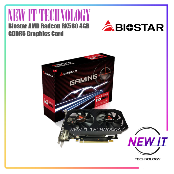 BIOSTAR RX 560 4GB GDDR5 128bit Gaming RADEON RX560 4G D5 Graphic Card GPU Dual Cooling ...