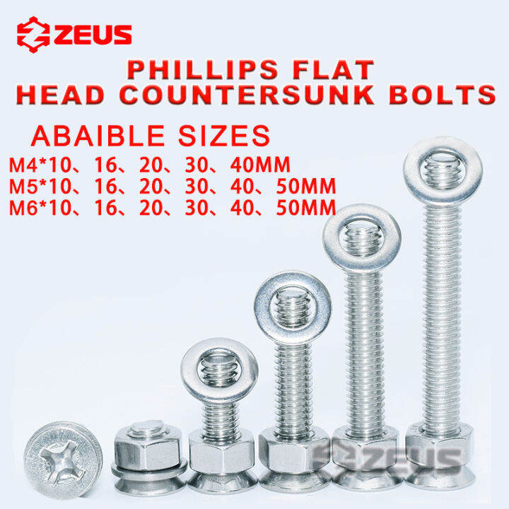 ZEUS Flat Head / Countersunk Flathead Bolt / Machine Bolt JF Screw ...