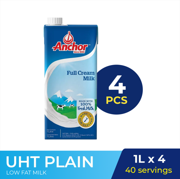 Anchor Full Cream Milk UHT Plain 1L x4 | Lazada PH