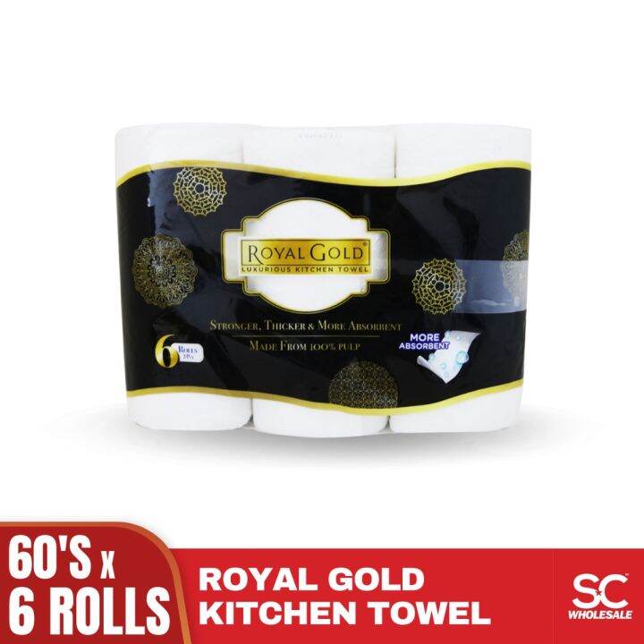 Royal Gold Kitchen Paper Towel Roll (2ply x 60s x 6 Rolls) | Lazada