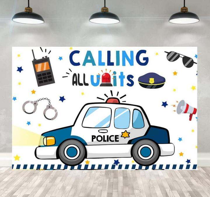 5×3ft Kids Police Theme Birthday Backdrop Boys Birthday Policeman ...