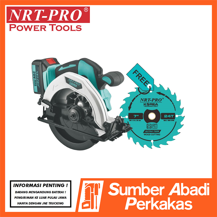 NRT-PRO CX58DC Mesin Circular Saw Cordless 7 Inch Baterai Batre Gergaji ...
