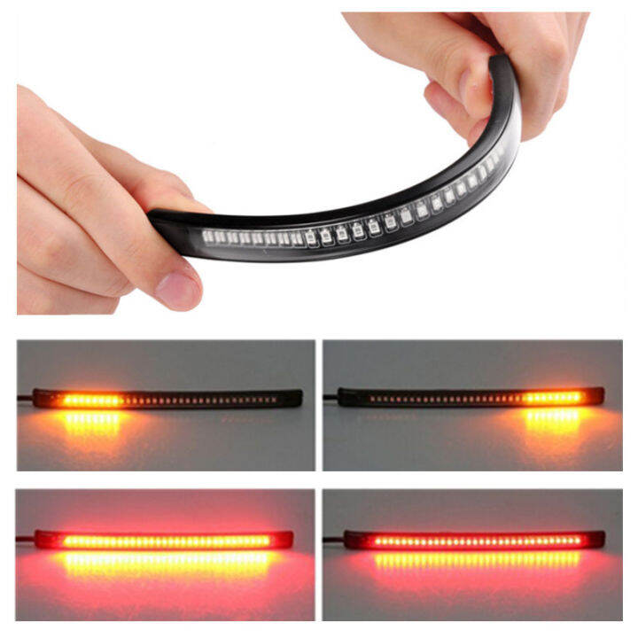 48 LED Universal Flexible Motorcycle Rear Strip Light Tail Brake Stop ...