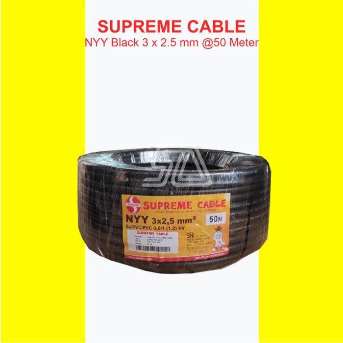 Kabel Supreme Cu-PVC-PVC (NYY) 3x2.5 mm2 R50 Meter SUPREME CABLE HITAM ...