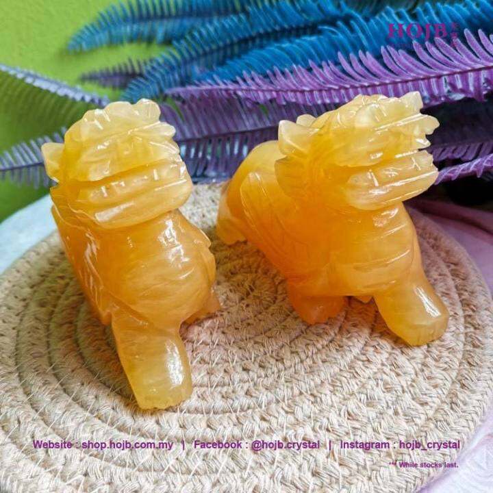HOJB Natural Yellow Jasper Prosperity Feng Shui Pi-Xiu 3-4inch(Pair ...