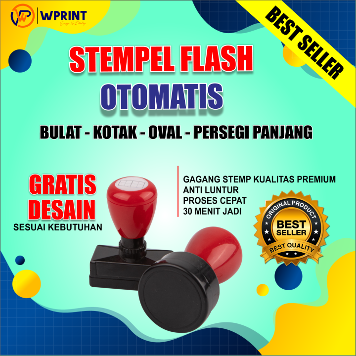 Stempel Flash Otomatis Ukuran Standar Custom Desain | Lazada Indonesia