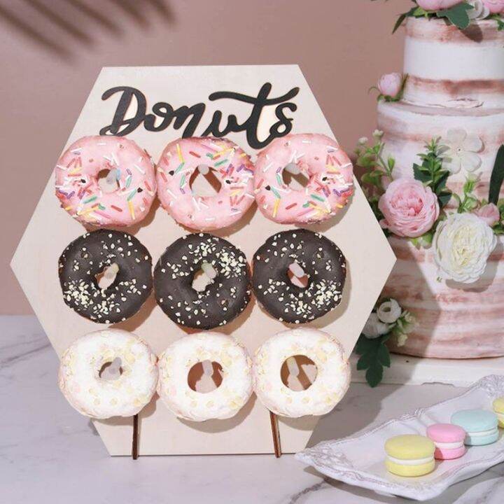 Wood Donut Wall Display Stand Doughnut Holder Festive Birthday Party ...