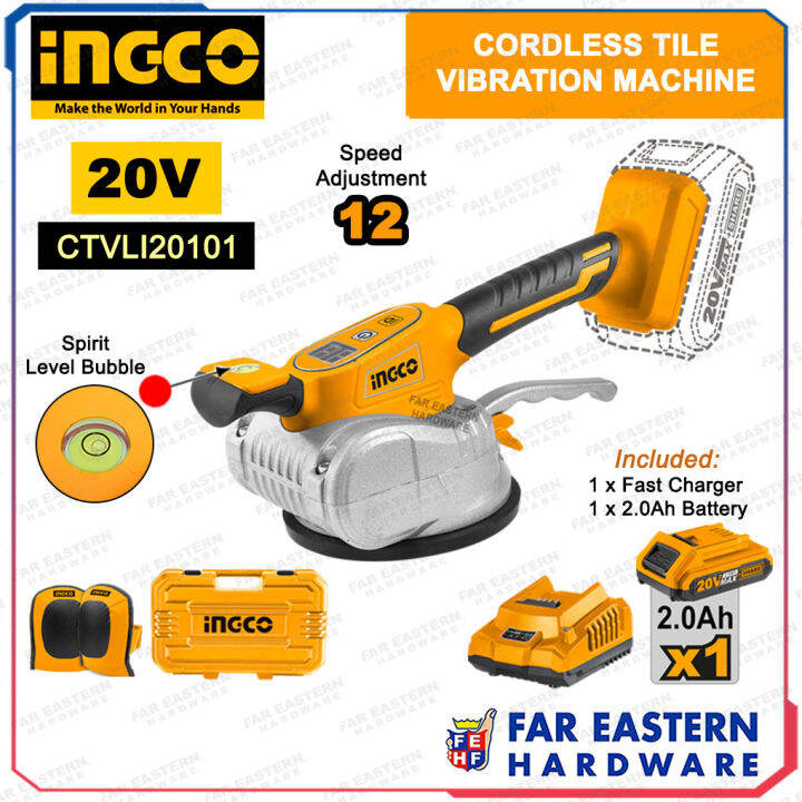 INGCO Cordless Tile Vibrator Vibration Leveling Machine 20V w/ Battery ...