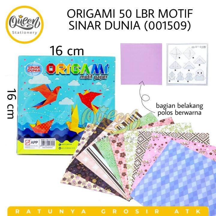 1 PAK (50 LEMBAR) ORIGAMI 50 LBR MOTIF SINAR DUNIA / KERTAS LIPAT MOTIF ...