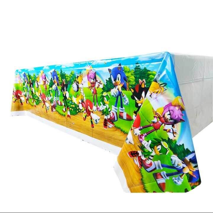 Sonic the hedgehog theme waterproof plastic Table cover party dessert ...