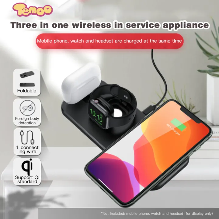 Temoo 3in1 Qi Fastที่ชาร์จแบบไร้สายApple 5 4 3 2 1,แท่นชาร์จแบตเตอรี่แบบไร้สายสำหรับiPhone 12 ...