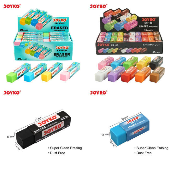 PENGHAPUS JOYKO EB-30 & ER-30W & BATIK / PENGHAPUS PANJANG / ERASER ...