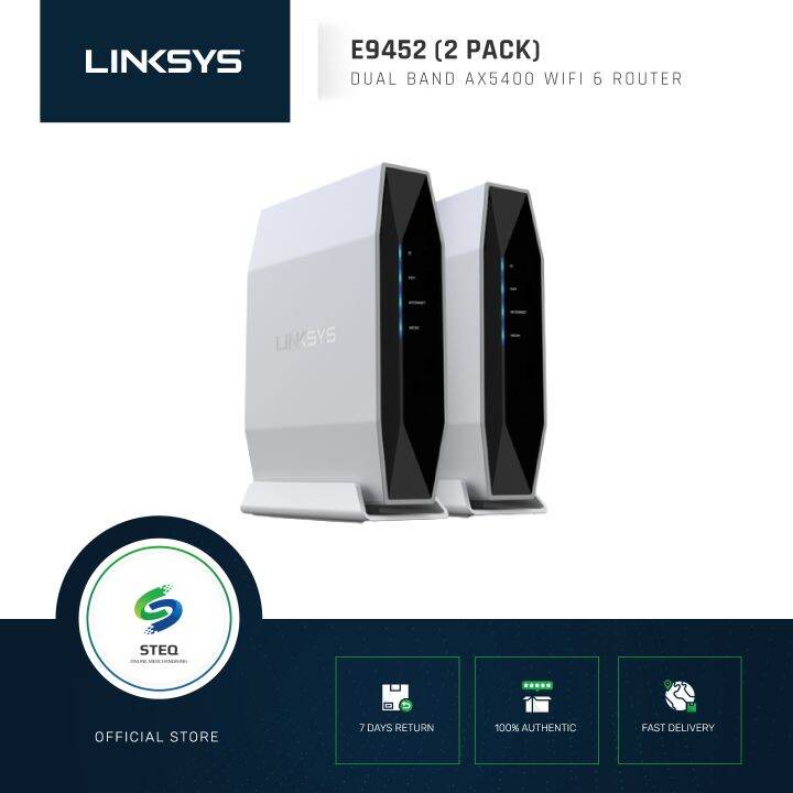 STEQ Linksys E9452 Dual Band AX5400 WiFi 6 Easy Mesh Router (2-pack ...