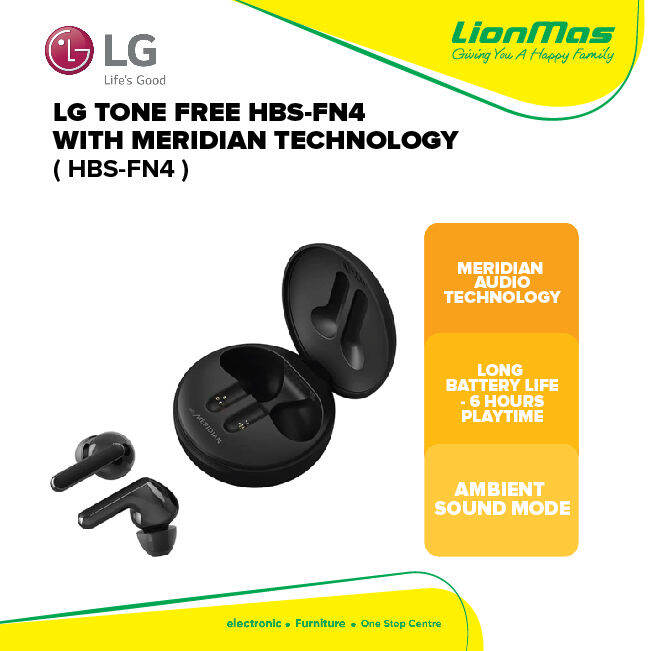 LG Tone Free HBS-FN4 Bluetooth Wireless Earbuds (Powered by Meridian Audio, Up to 8hours Battery ...